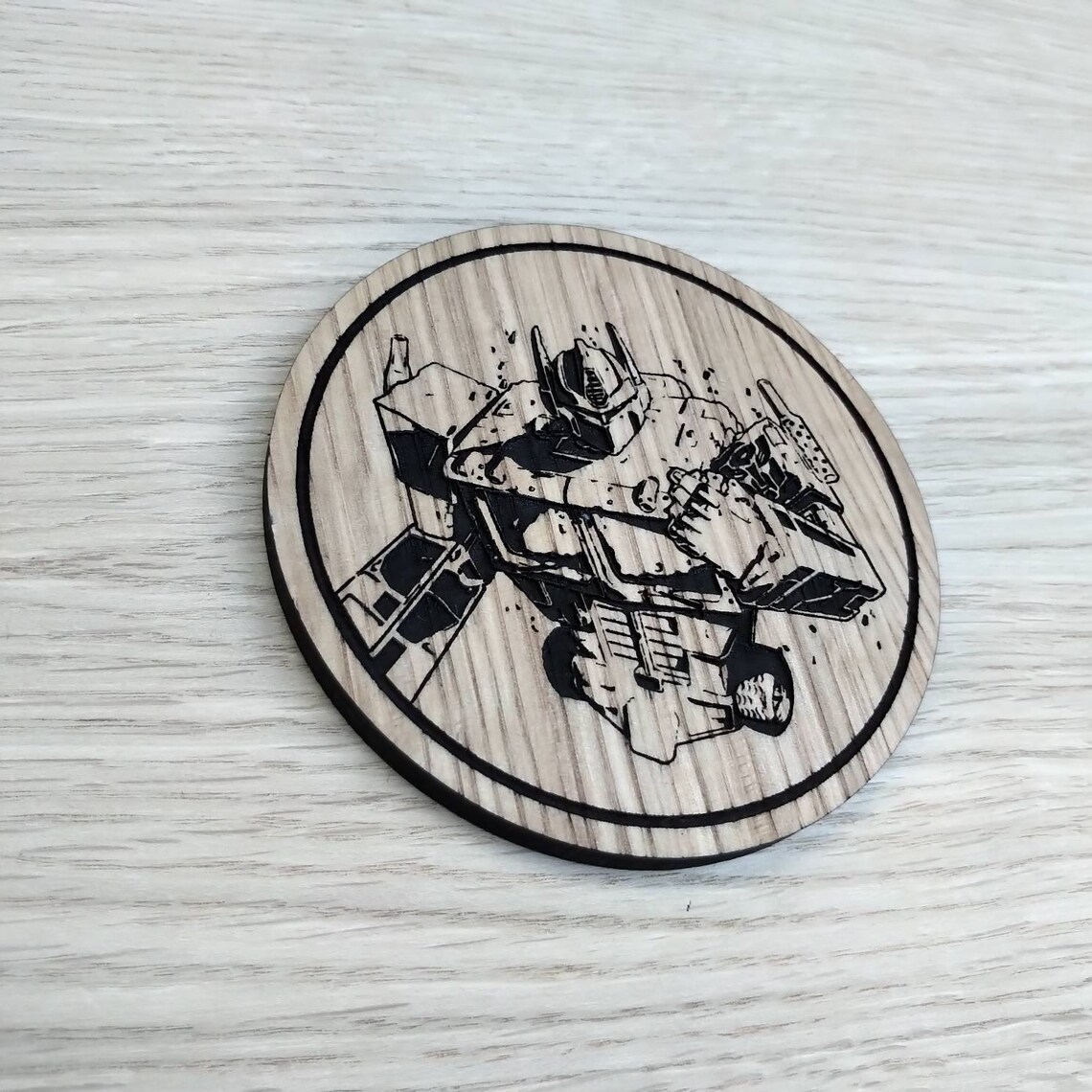 Laser Cut Wooden Coaster. Optimus Prime Torso. Fist Clenched - Etsy UK