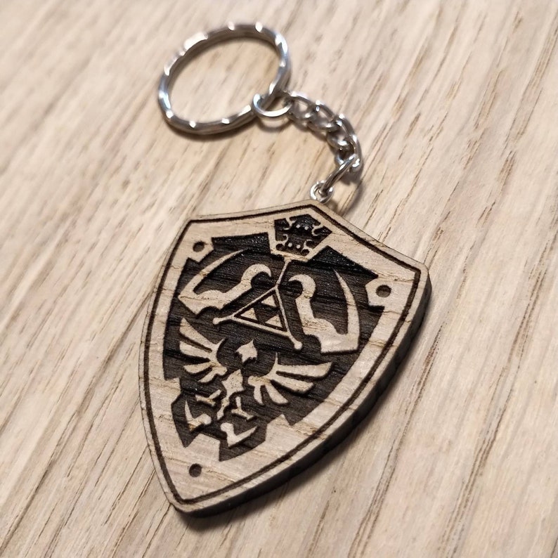 Lasercut Wooden Keyring Keychain. Link Hyrule Shield Unique - Etsy