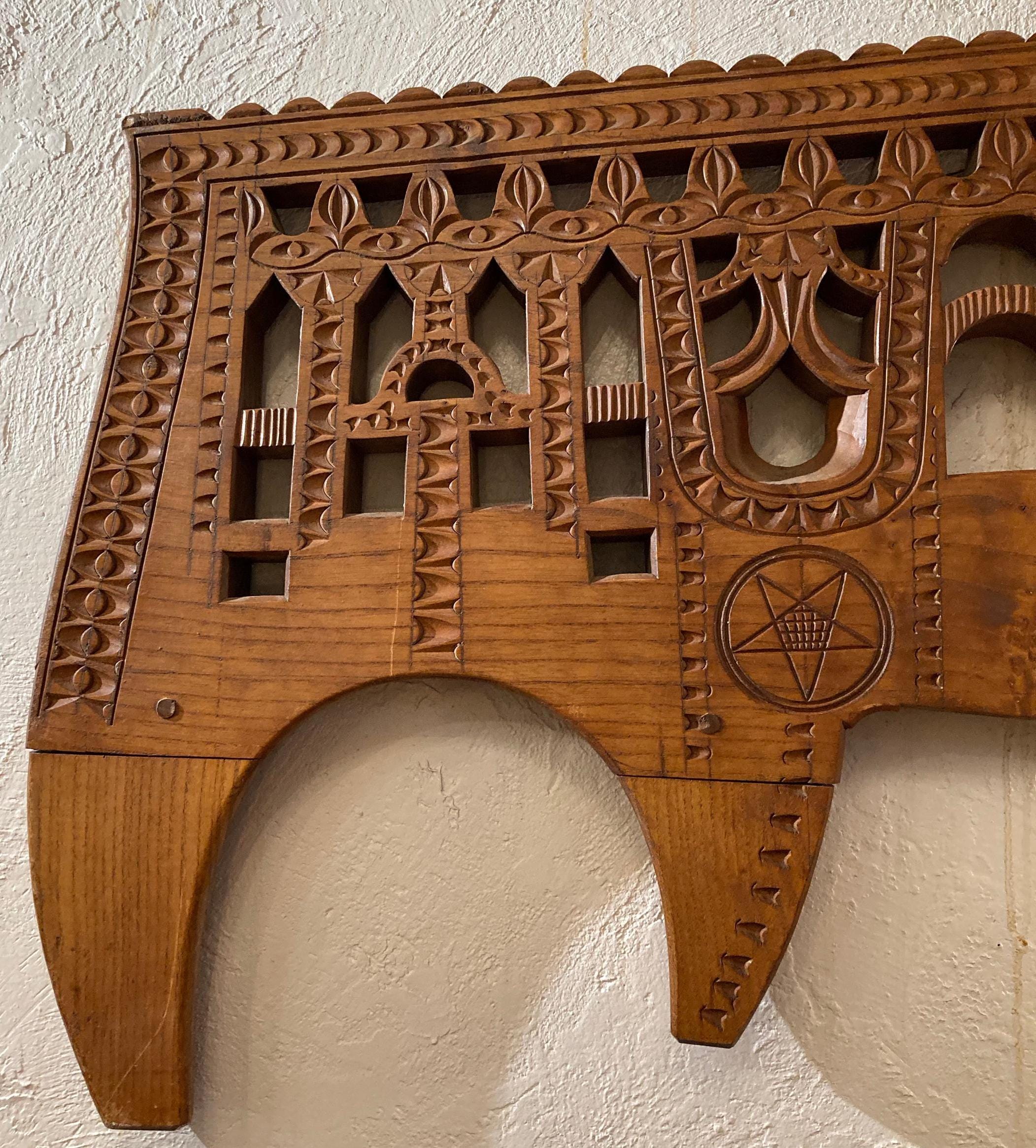 Vintage Hand Carved Decorative Wood Ox Yoke / Cattle Yoke - Folk Art ...