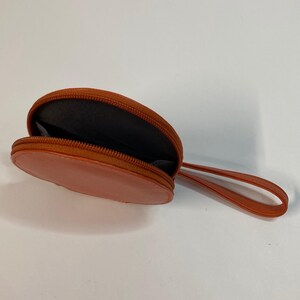 Mini Round Genuine Pebbled Leather Wristlet - Orange #883-G - Etsy