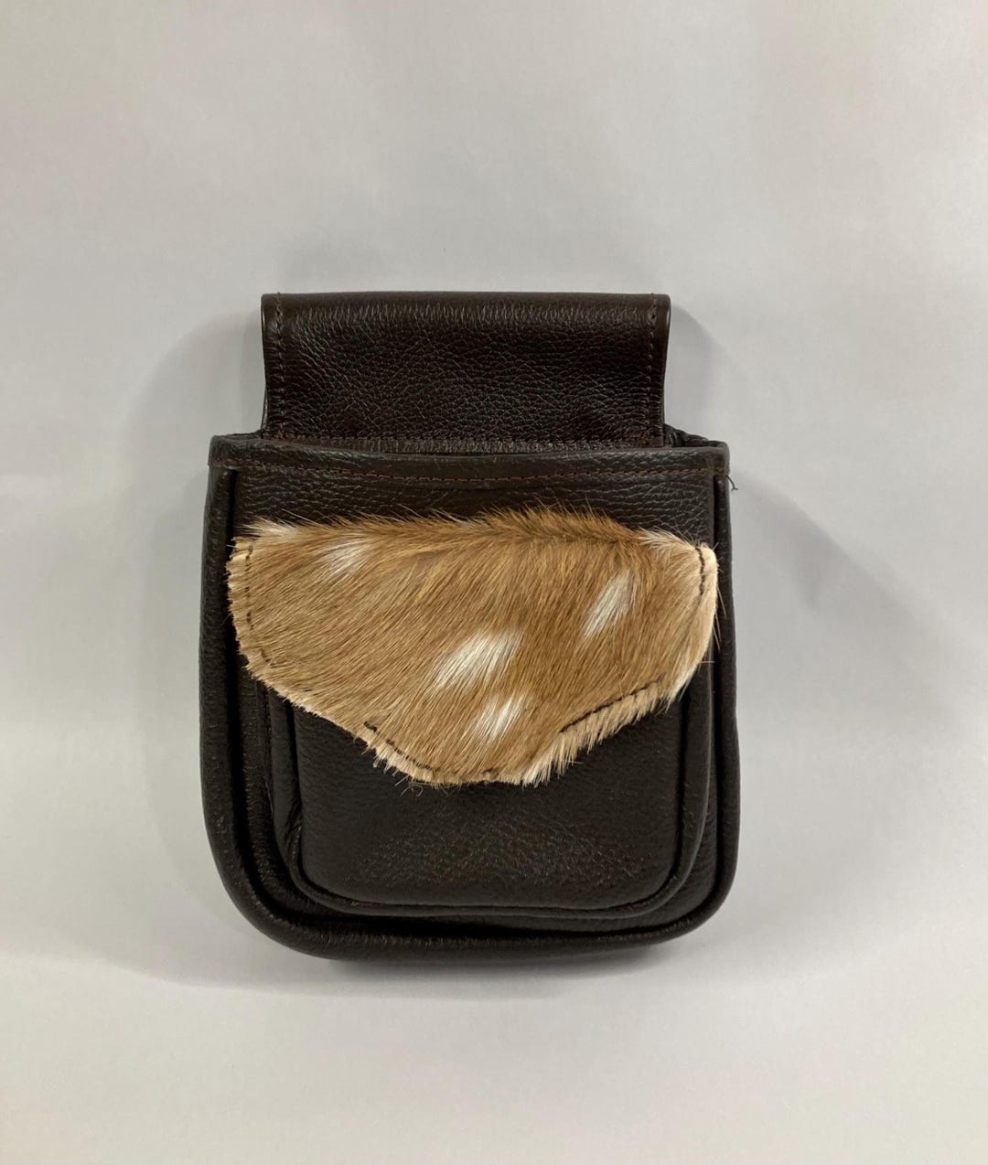 SWS Axis Deer Hide & Dark Brown Pebbled Leather Clay Sports Bag With ...