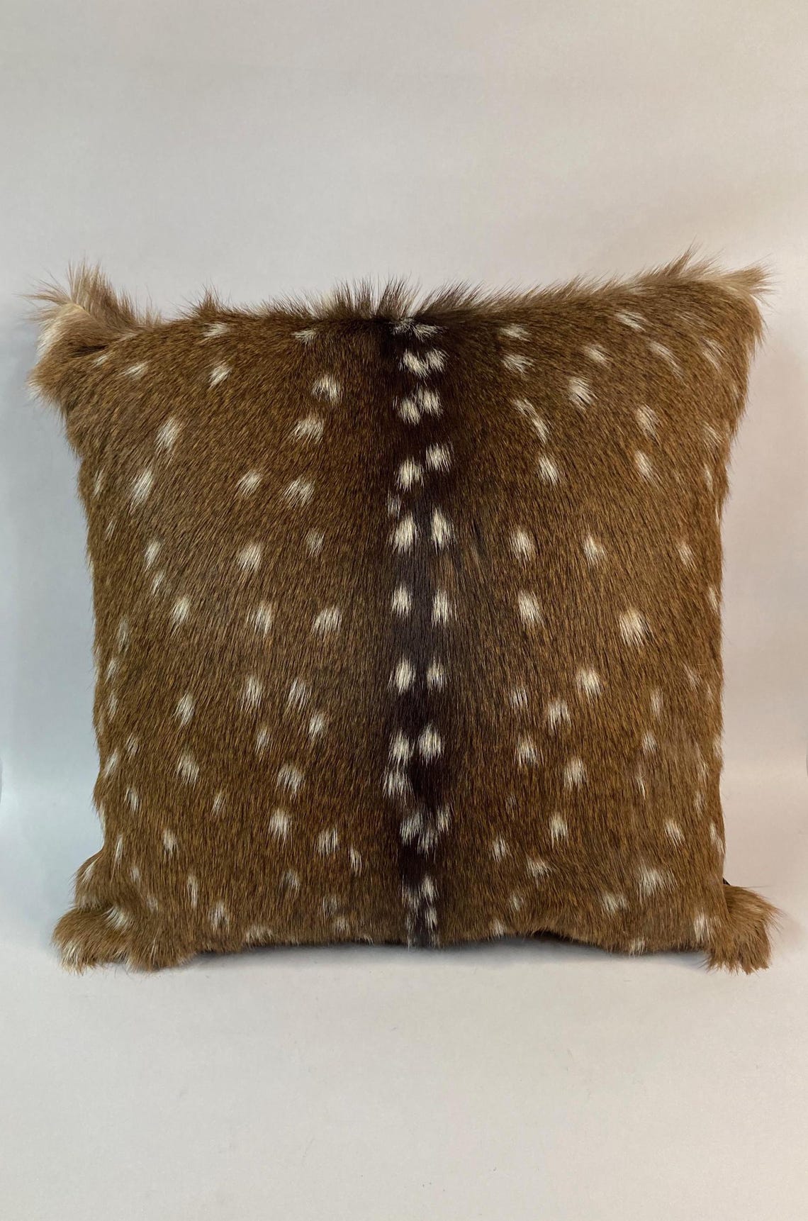 SWS Natural Axis Deer Hair on Hide Throw Pillow With Suede Leather Back ...