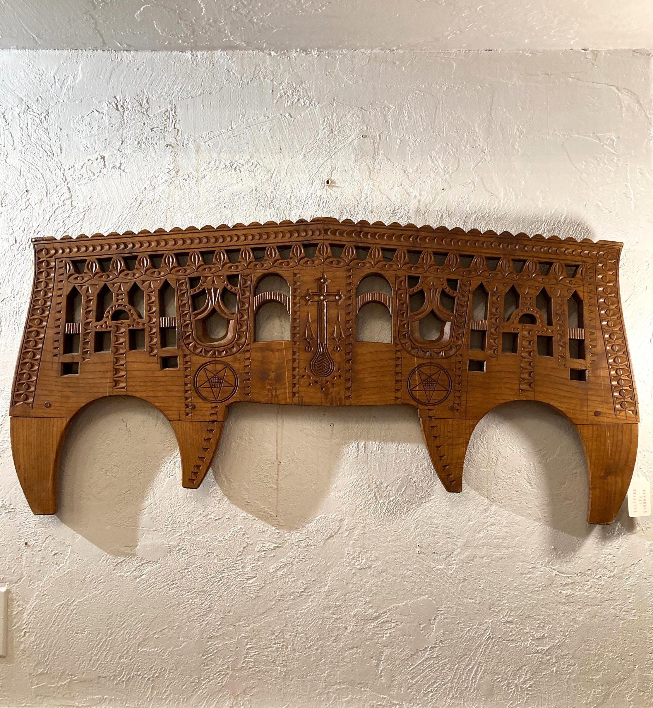Vintage Hand Carved Decorative Wood Ox Yoke / Cattle Yoke - Folk Art ...