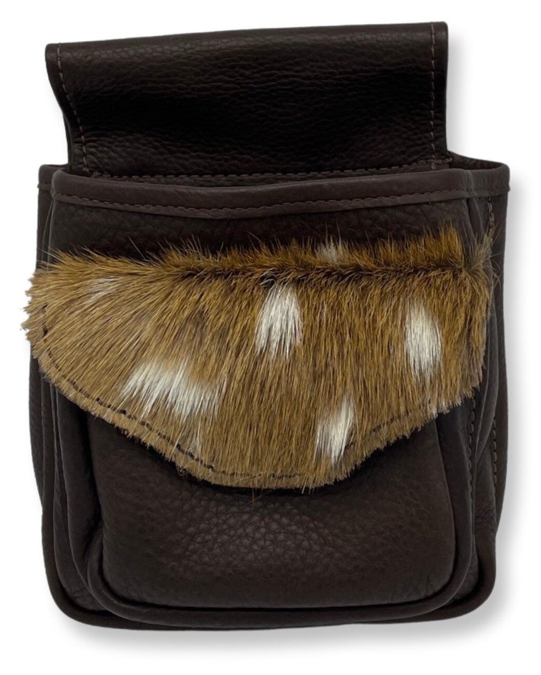 Textured Leather Shot-shell Bag With Axis Deer Hide Front Pouch Flap ...