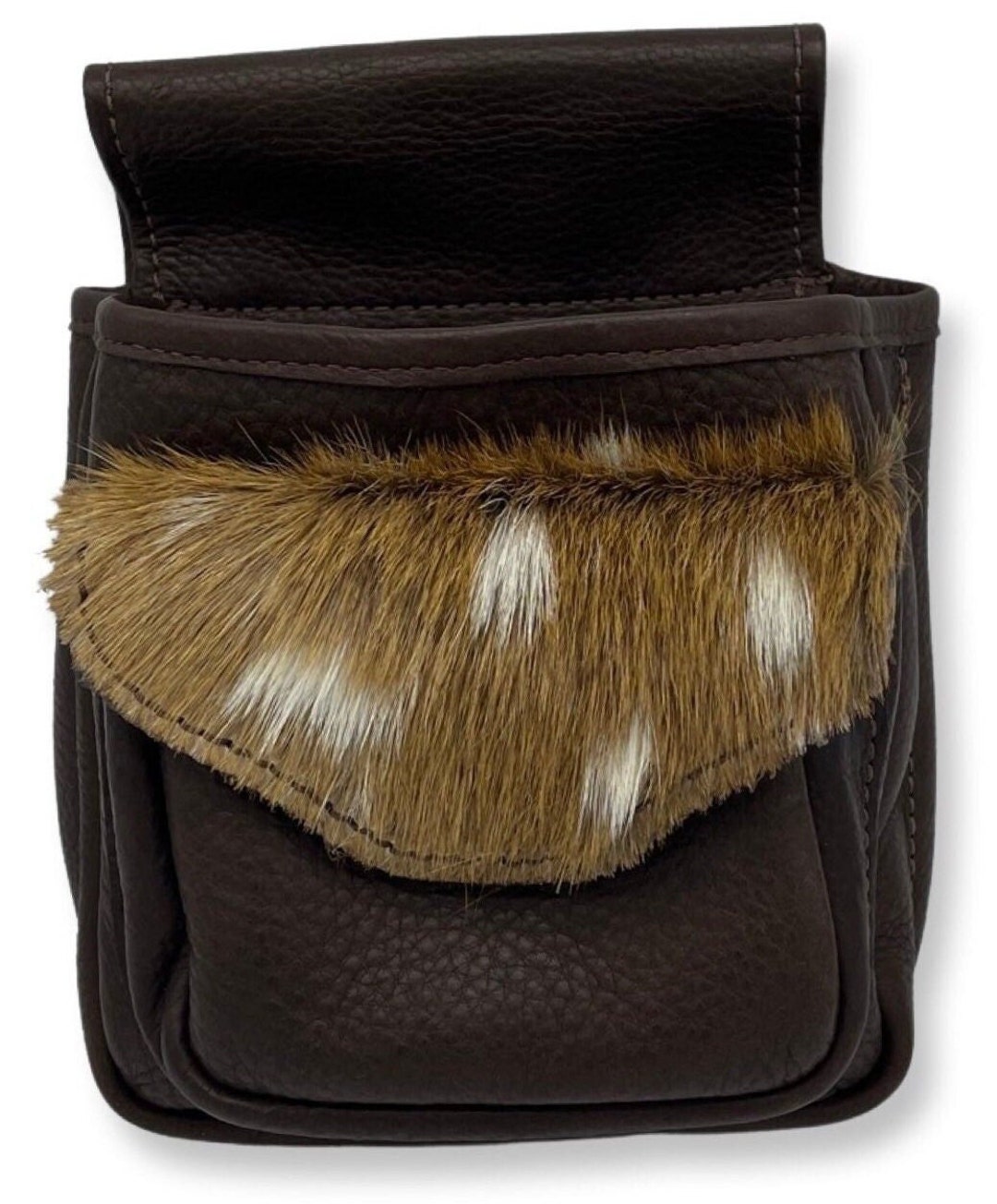 Textured Leather Shot-shell Bag With Axis Deer Hide Front Pouch Flap ...