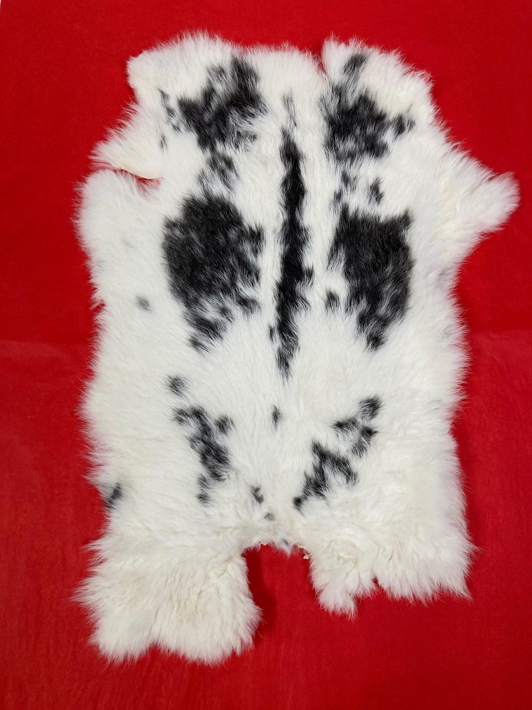Genuine Rabbit Pelt - Natural Black and White Checkered #496-G - Etsy