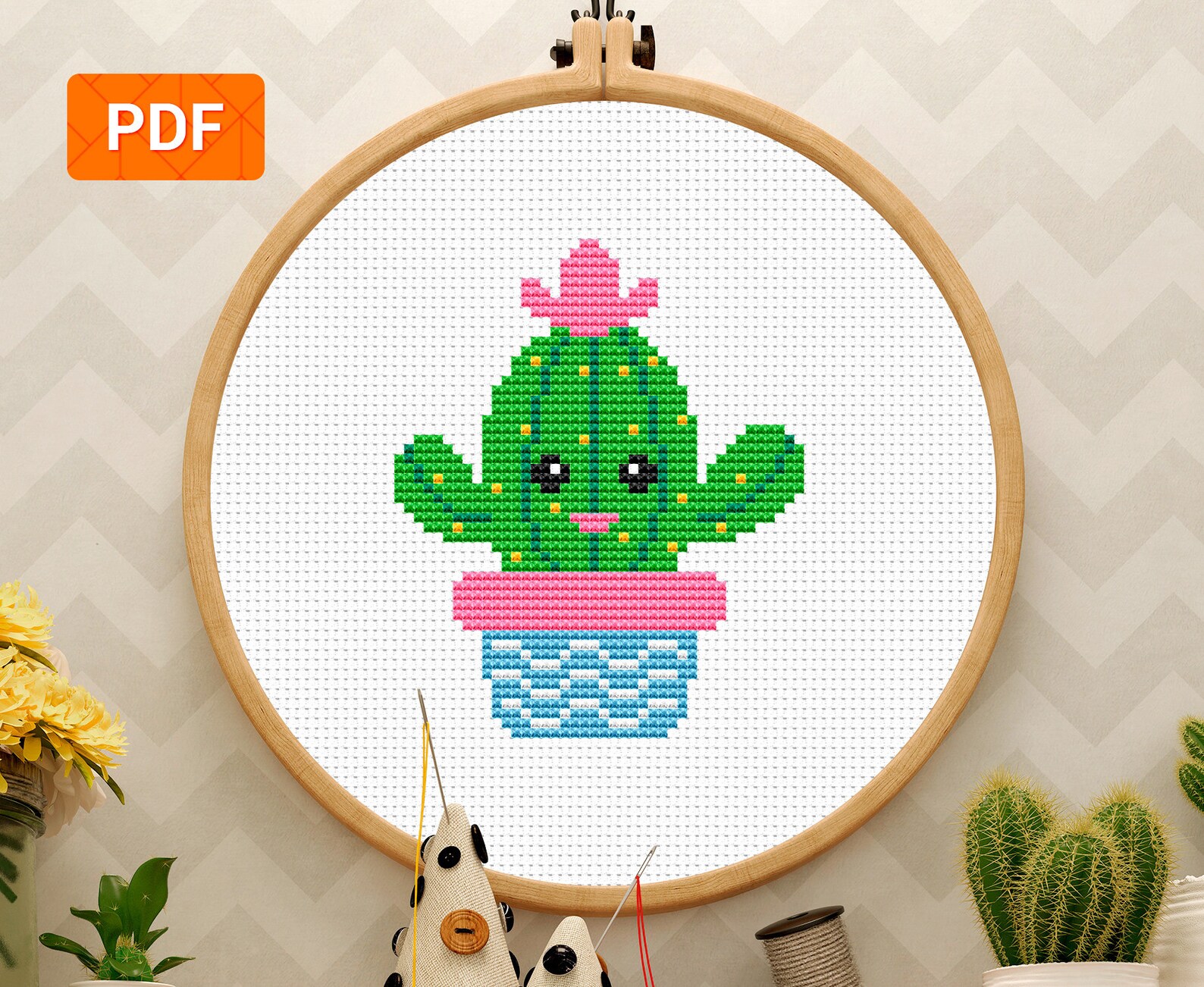Mini cactus cross stitch pattern Cute succulents cross stitch | Etsy