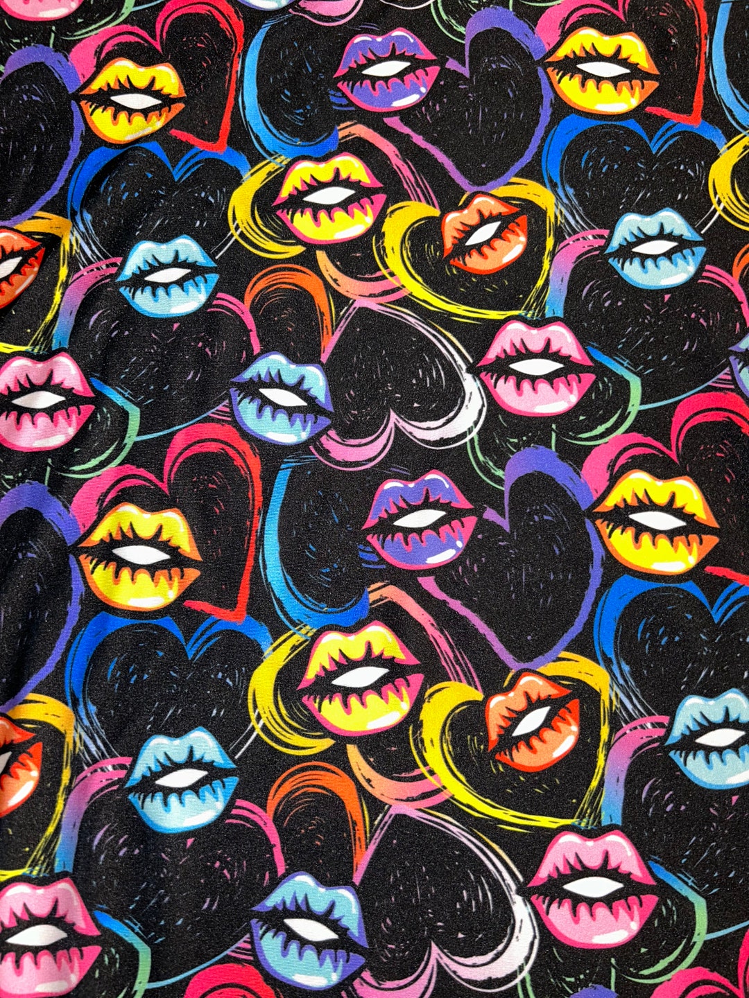 Lip Fabric 4 WAY STRETCH FABRIC Lips Print Spandex - Etsy