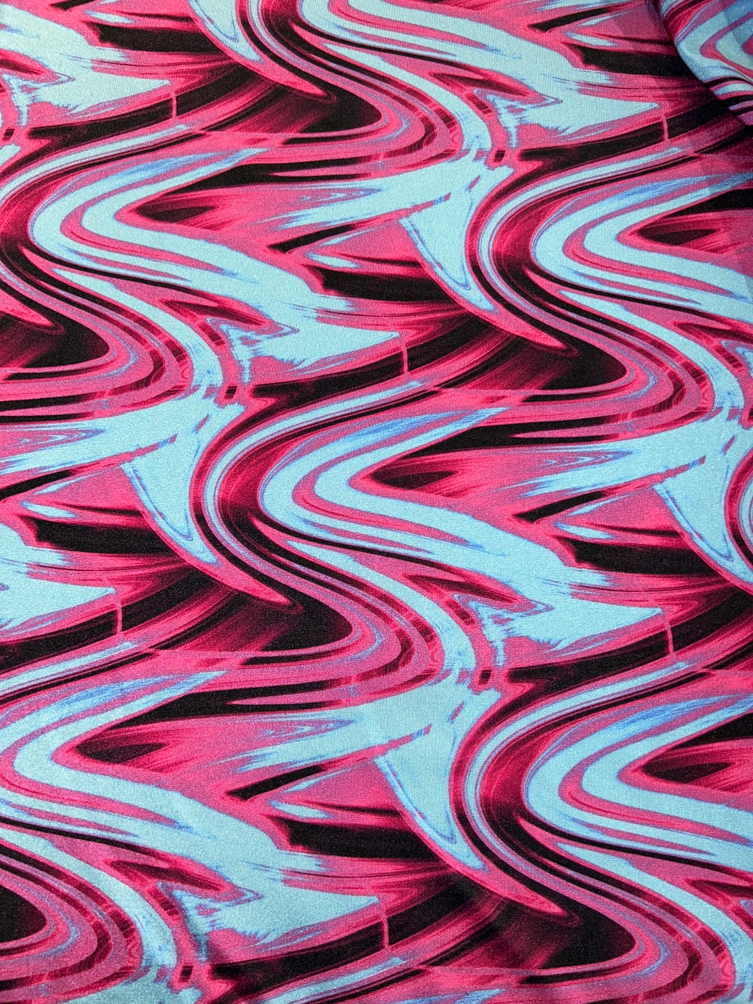 4-Wege-Stretch-Stoff-Wirbel Schwarz/Rosa/Blau-Spandex-Stretch-Gewebe ...