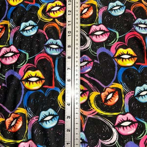 Lip Fabric 4 WAY STRETCH FABRIC Lips Print Spandex - Etsy