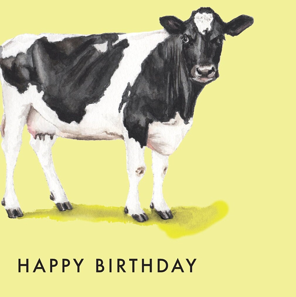 Cow 'happy Birthday' Greeting Card - Etsy