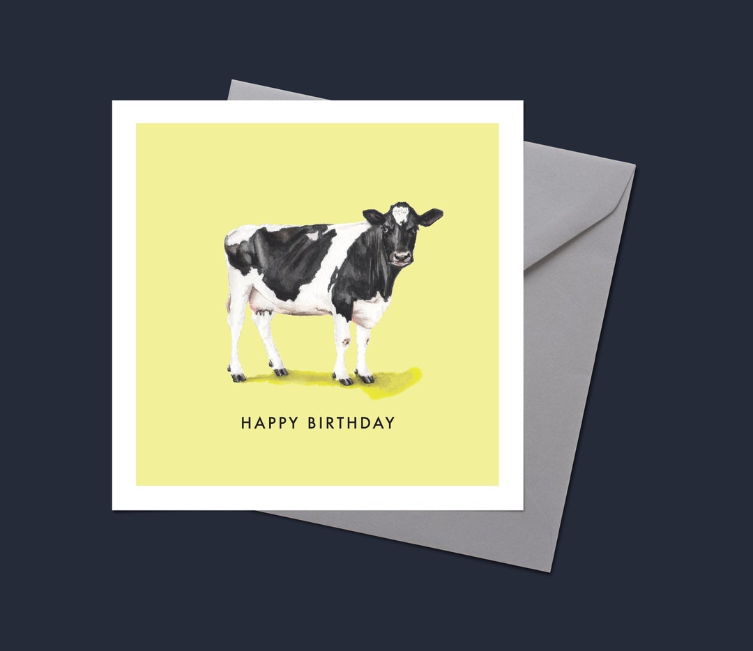 Cow 'happy Birthday' Greeting Card - Etsy