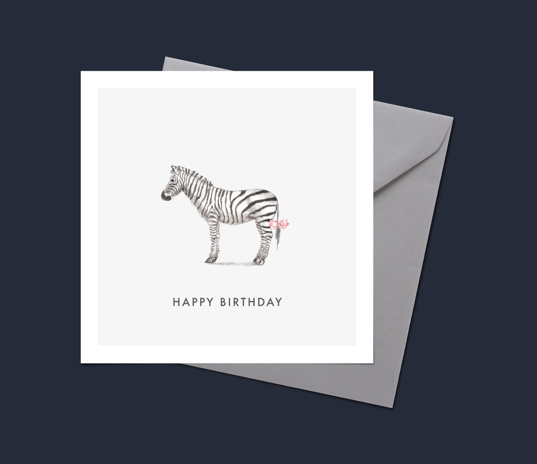 Zebra 'happy Birthday' Greeting Card - Etsy
