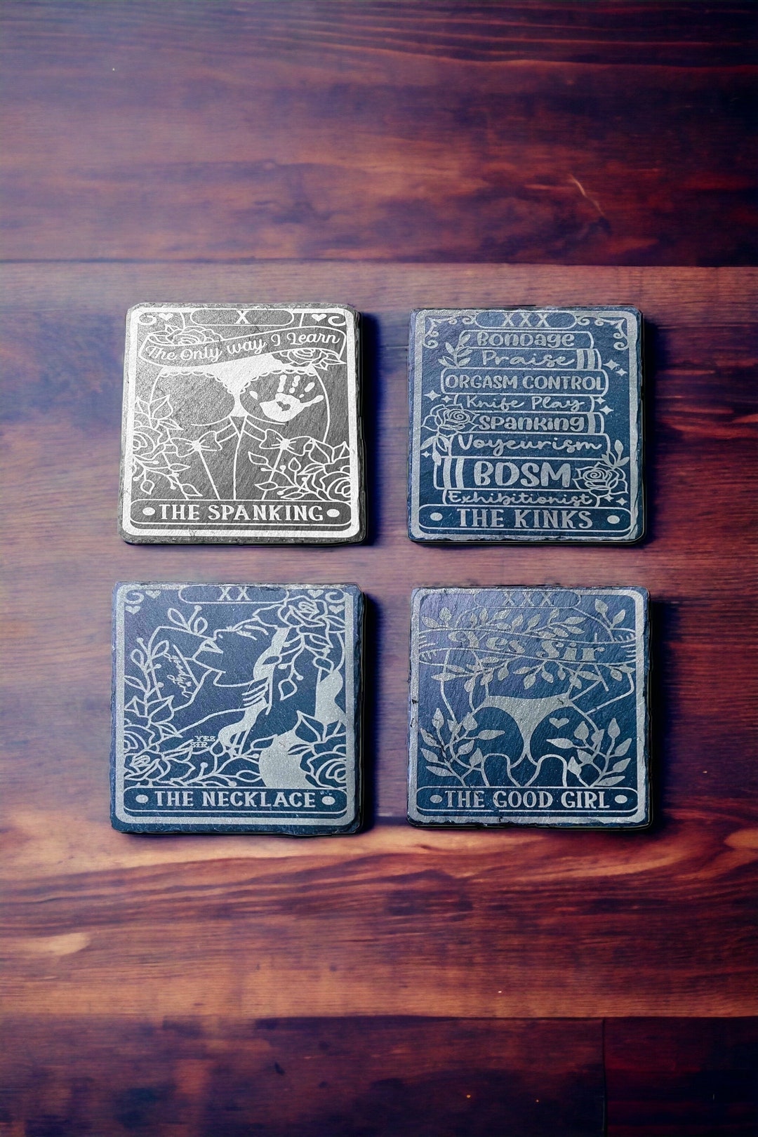Naughty Tarot Card BDSM Slate Coasters - Etsy