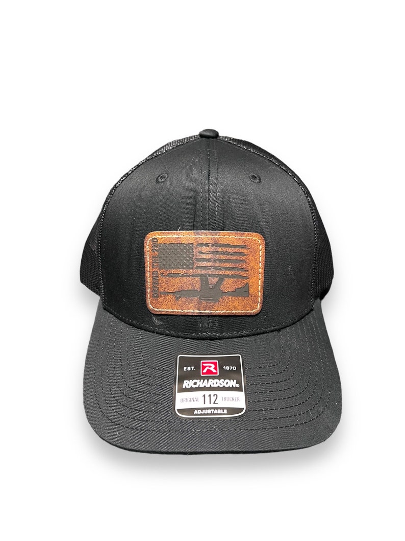 Defend the 2nd, 2A, American Flag, Leather Patch Richardson Trucker Hat ...