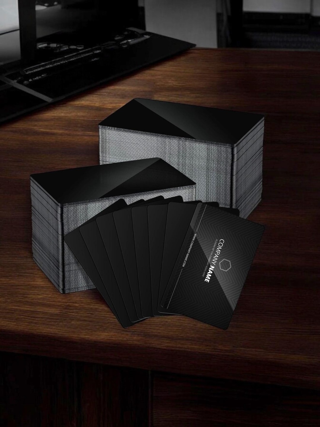 Custom Engraved Black Metal Business Cards: Waterproof, Silver ...