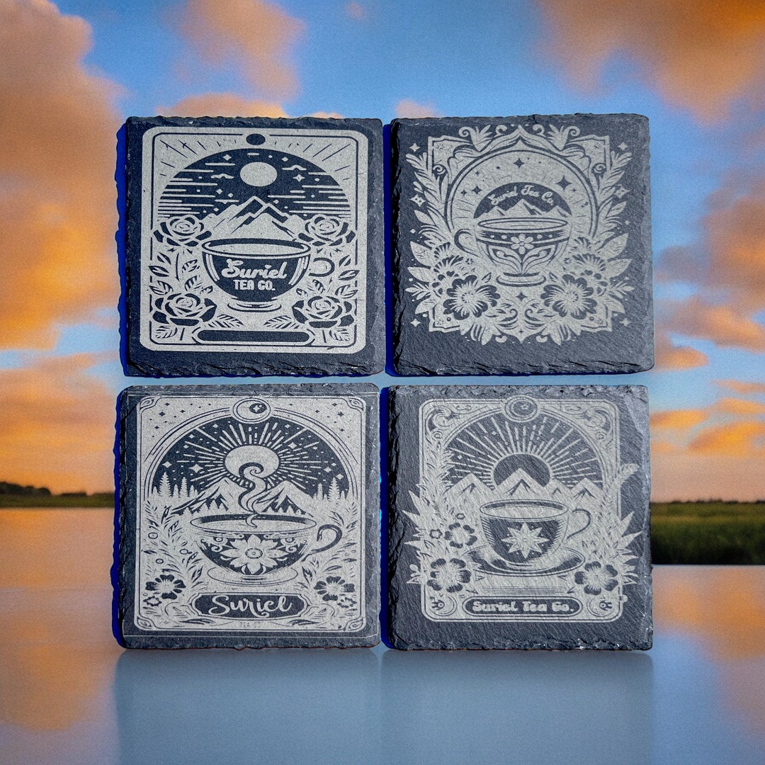 Surial Tea Co Book Themed Tarot Card Slate Coasters - Etsy