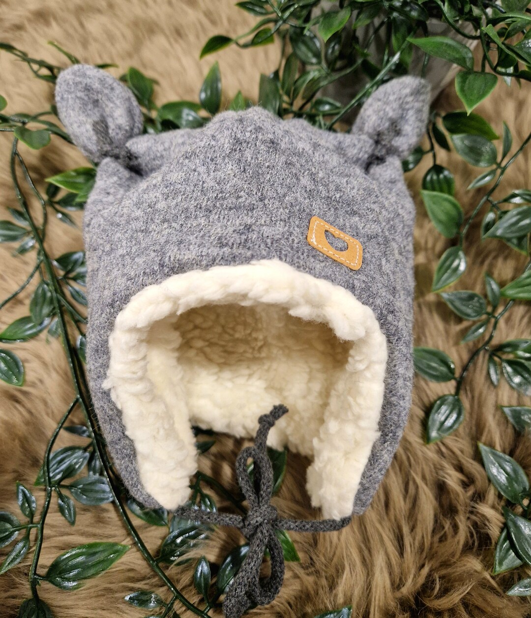 Ear Hat With Teddy Plush, Virgin Wool, Wool Walk, Autumn Hat, Winter ...