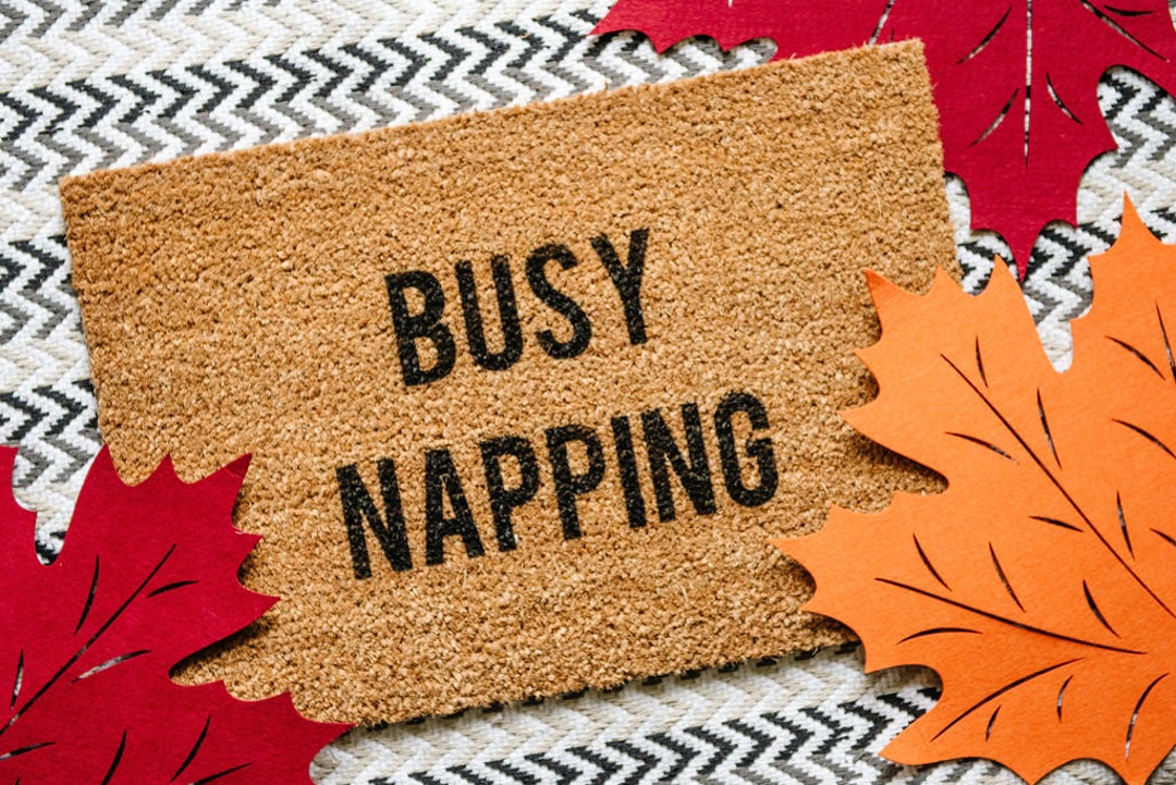 Busy Napping Welcome Door Mat - Etsy