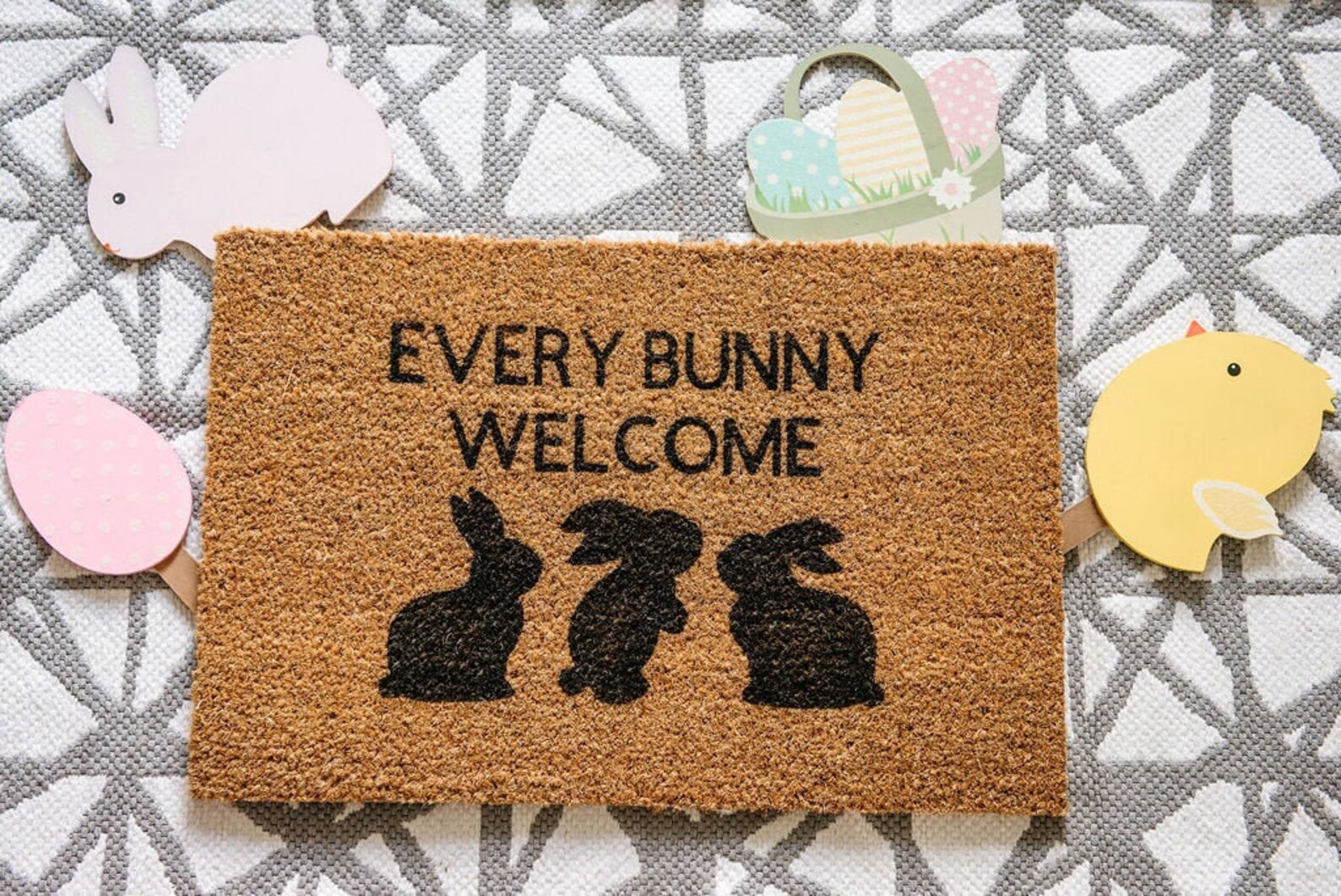 Every Bunny Welcome Door Mat Easter Door Mats | Etsy