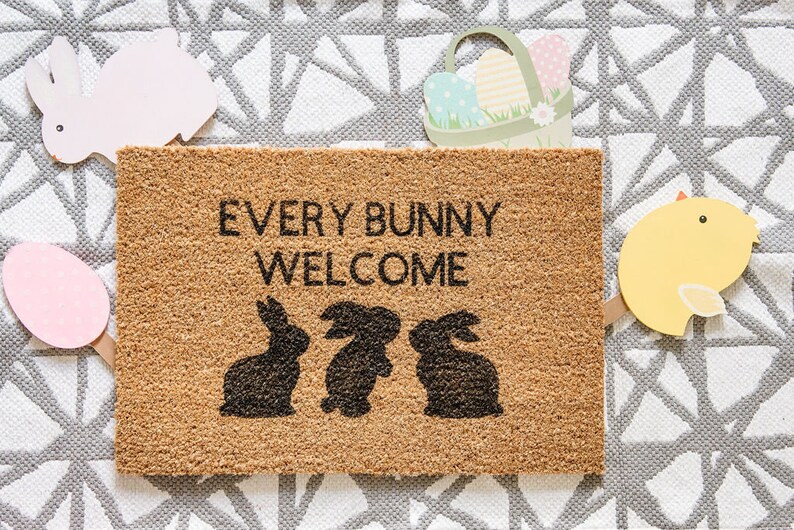 Every Bunny Welcome Door Mat Easter Door Mats | Etsy