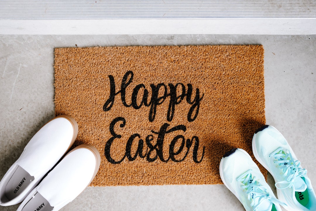 Happy Easter Welcome Door Mat | Easter Door Mat - Etsy UK