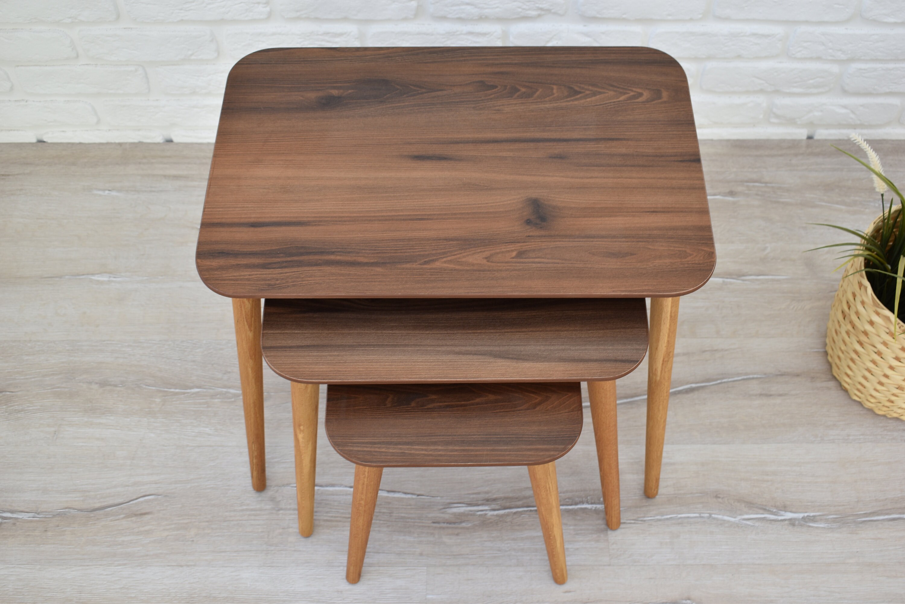 Mid Century Modern Coffee Table Wooden Table Nesting Coffee - Etsy