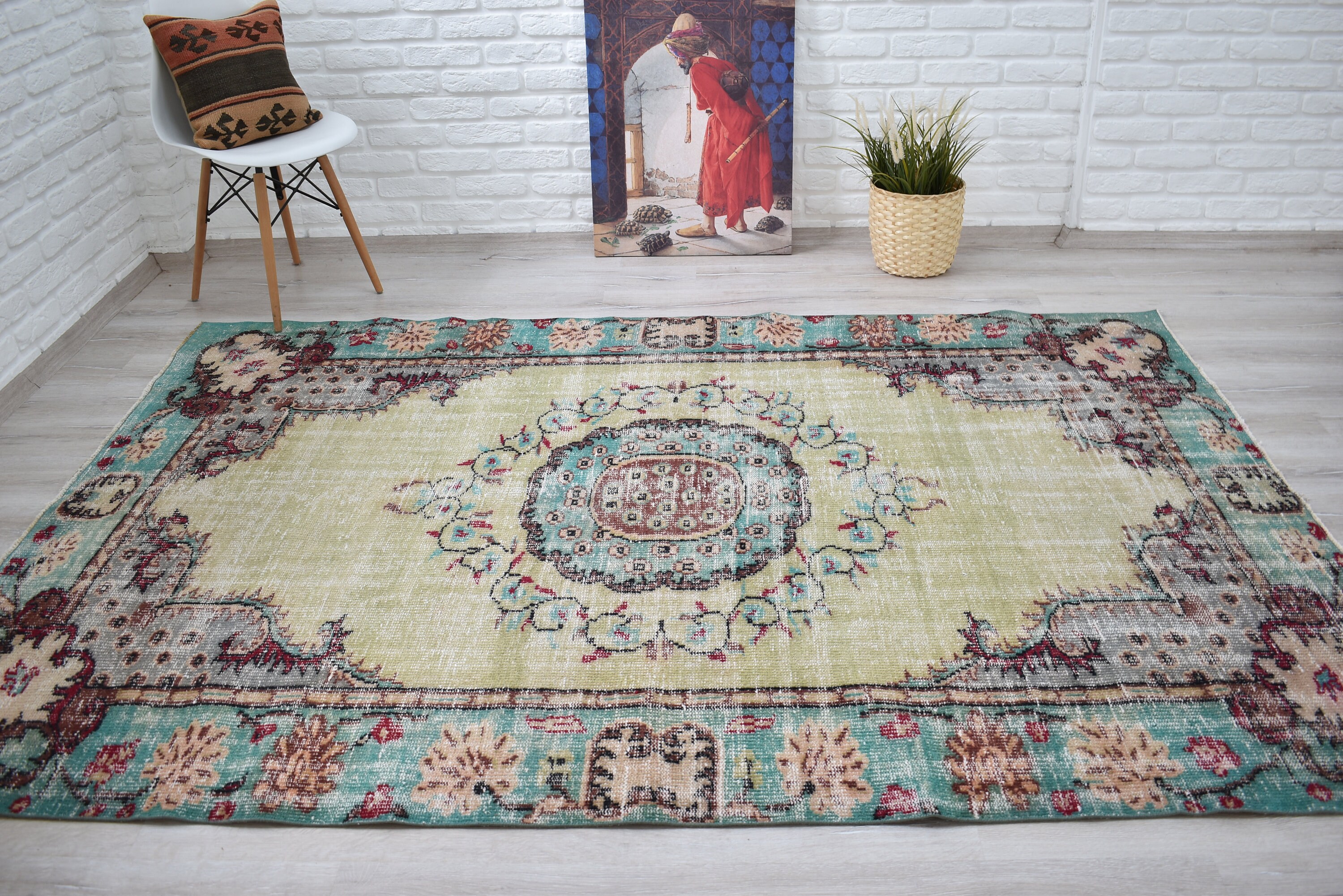 Large Area Rug 6 X 8.5 Ft Turkish Rug Vintage Turkey Rug - Etsy UK