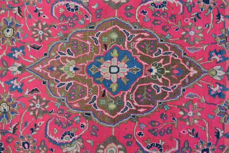 Pink Vintage Rug FREE SHIPPING Handmade Rug 4'3 X - Etsy