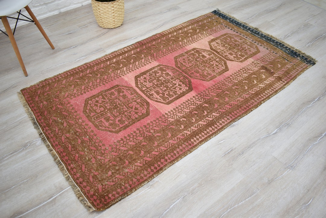 Pink Afghan Rug, Pink Bohemian Rug, Pink Tribal Rug, 3.5 X 6.1, Pink ...