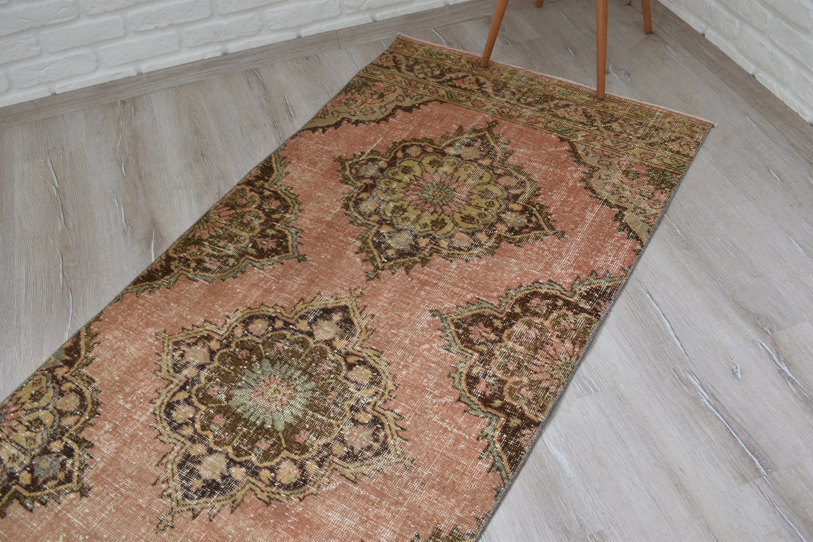 Slim Runner Rug Vintage Rug Mute Pink Rug Narrow Rug - Etsy