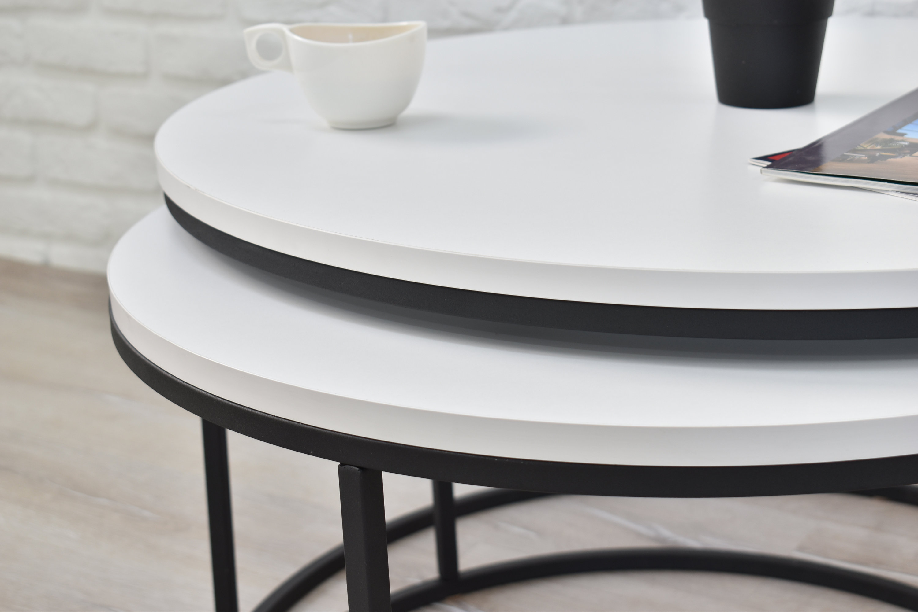 MODERN Round Coffee Table Set of 2 Large Center Table Black - Etsy
