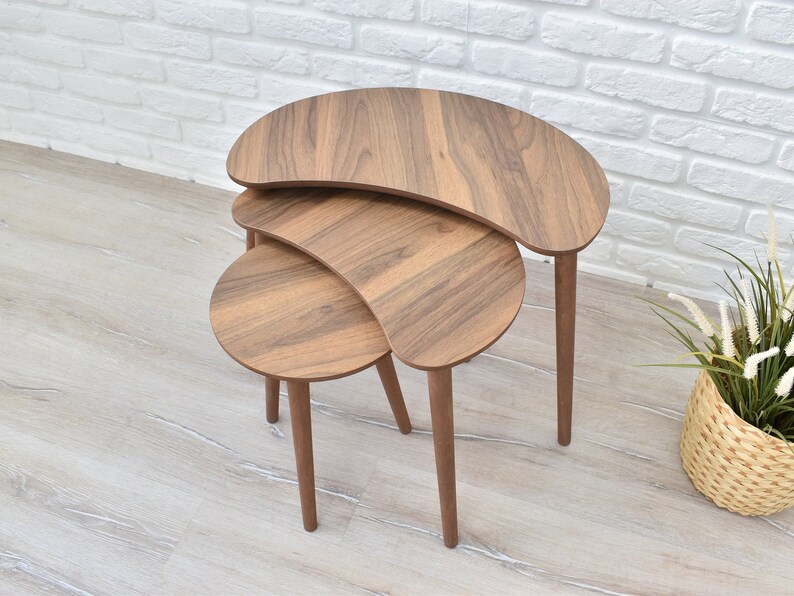 Modern Coffee Tables Nesting Tables Asymmetric Wooden Tables - Etsy
