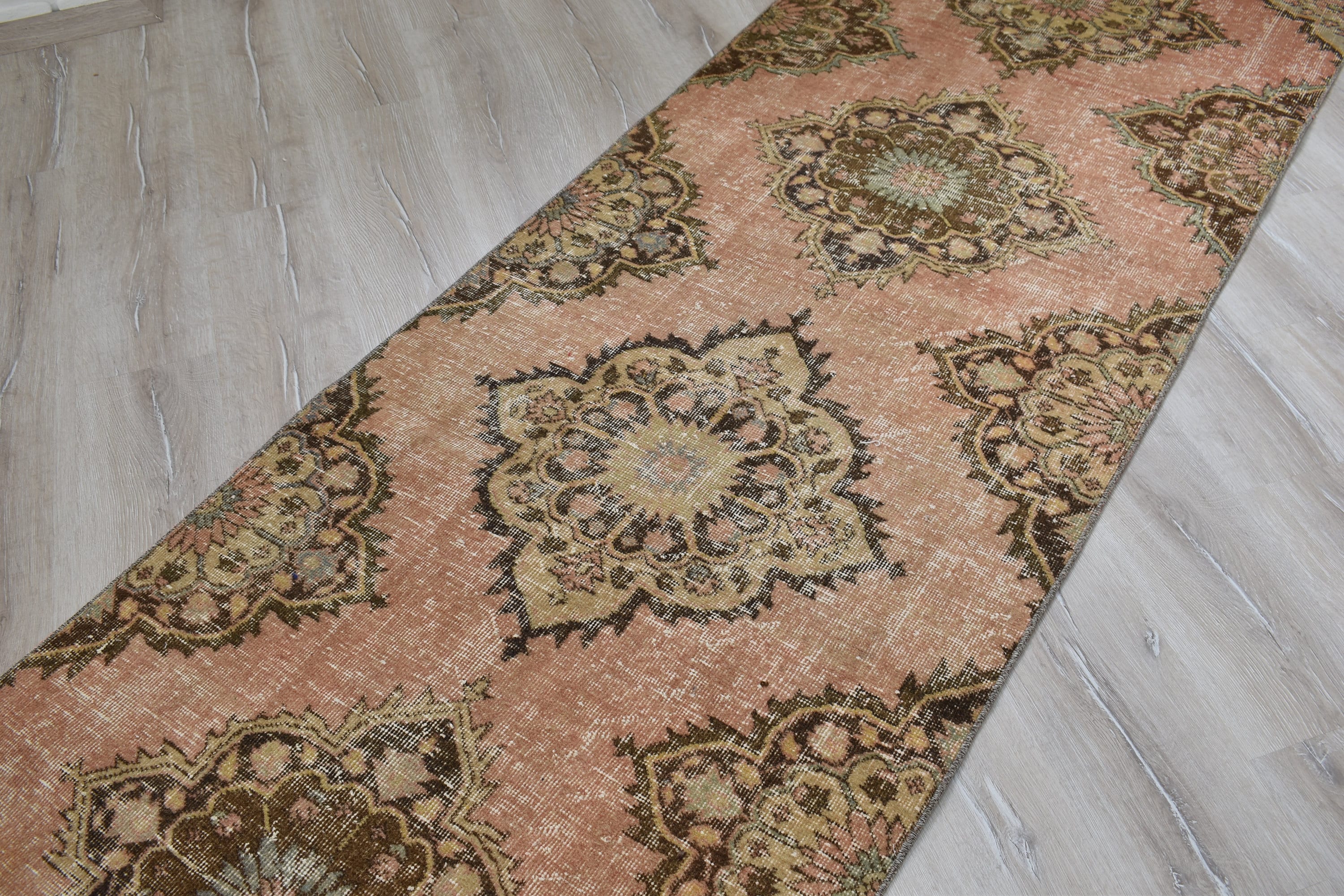 Slim runner Rug Vintage Rug Mute Pink Rug Narrow Rug | Etsy