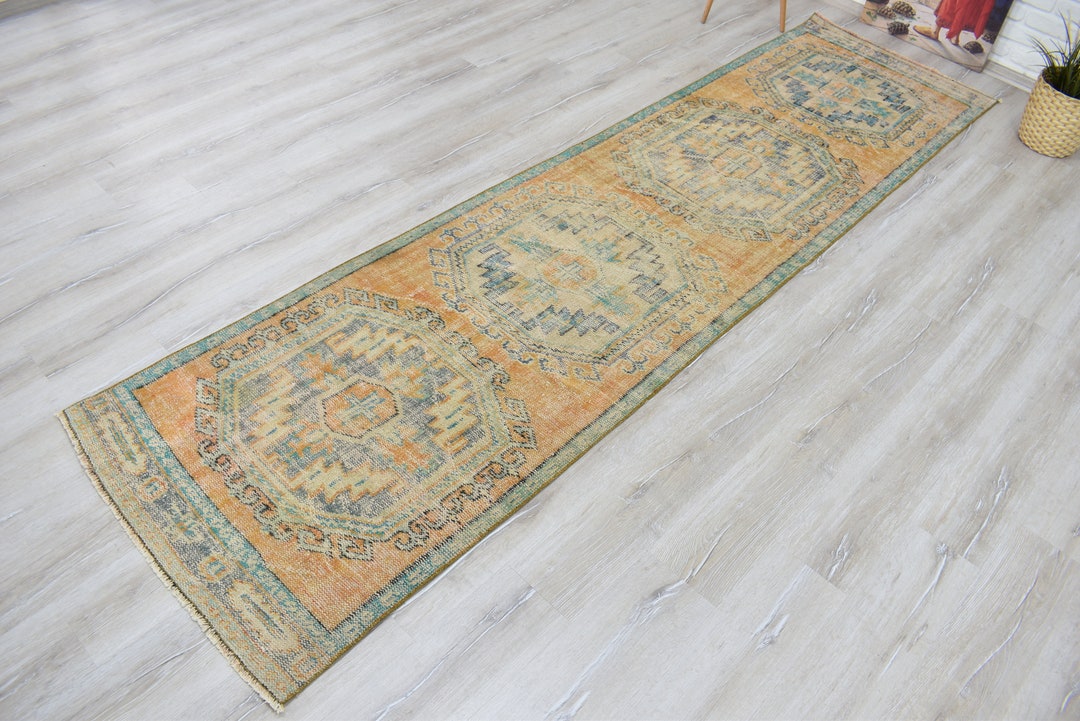 Slim Runner Rug, Vintage Rug, Narrow Rug, Oushak Runner Rug, Turkish ...
