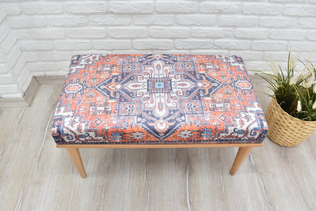Handmade Bench, Wood Work Bench, Rug Ottoman, Gift for Her, Dining ...
