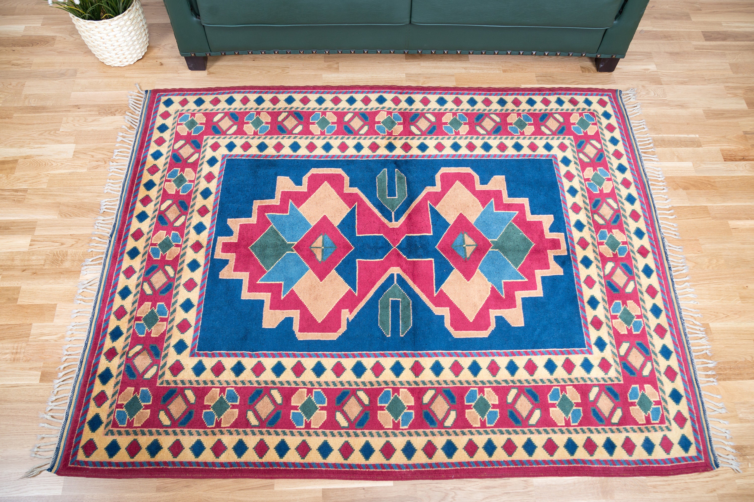 Bohemian Area Rug 4.9 x 6.2 ft Vintage Rug Natural Wool | Etsy