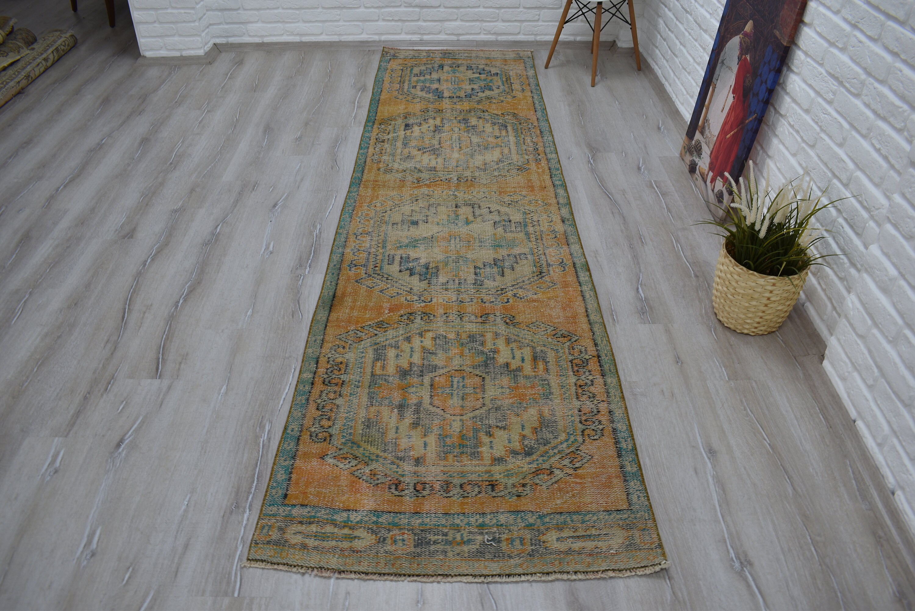 Slim runner Rug Vintage Rug Narrow Rug Oushak Runner Rug | Etsy