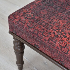 Red Afghan Rug Bench / Rug Ottoman / Solid Wood Furniture / Dining ...
