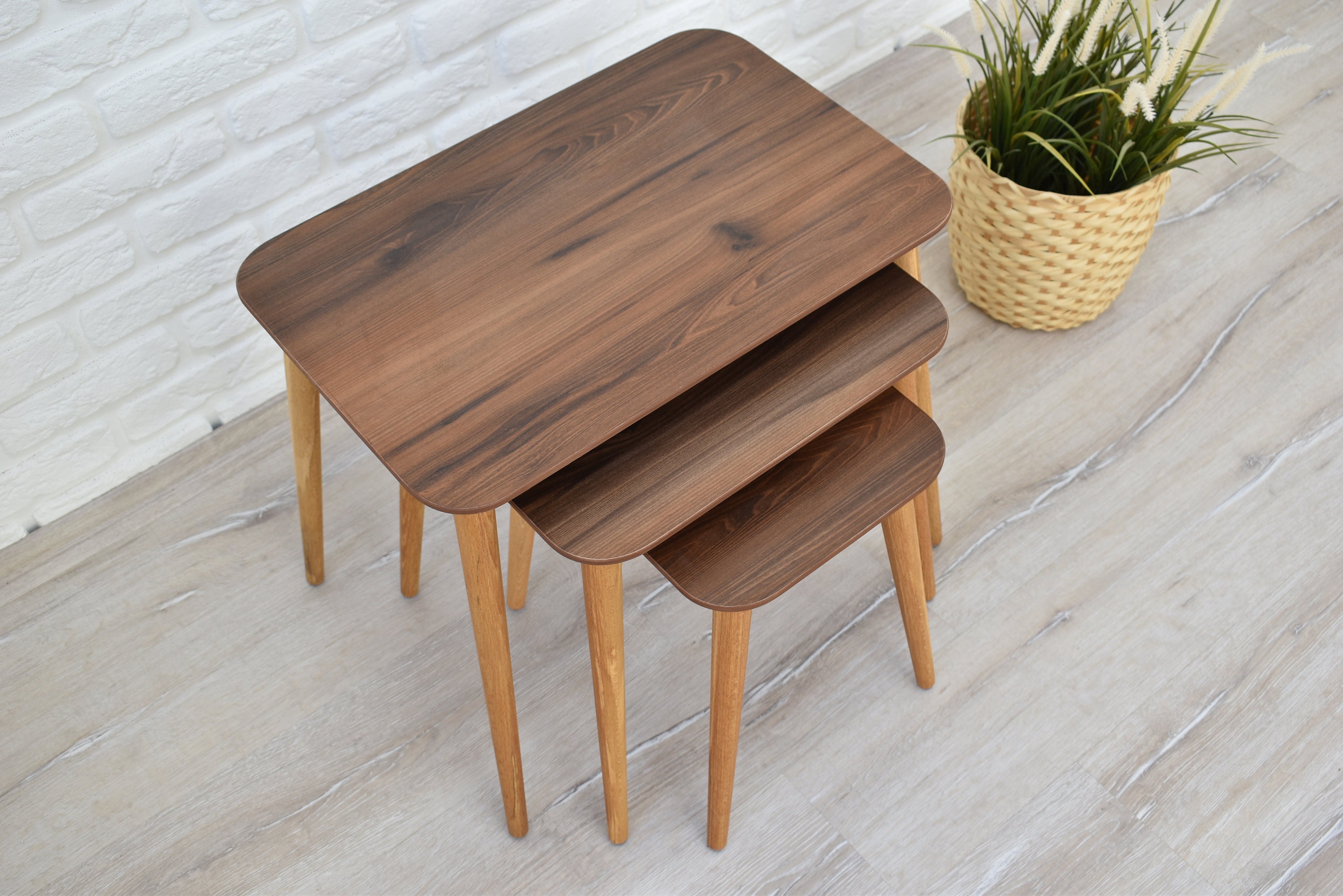 Mid Century Modern Coffee Table Wooden Table Nesting Coffee - Etsy