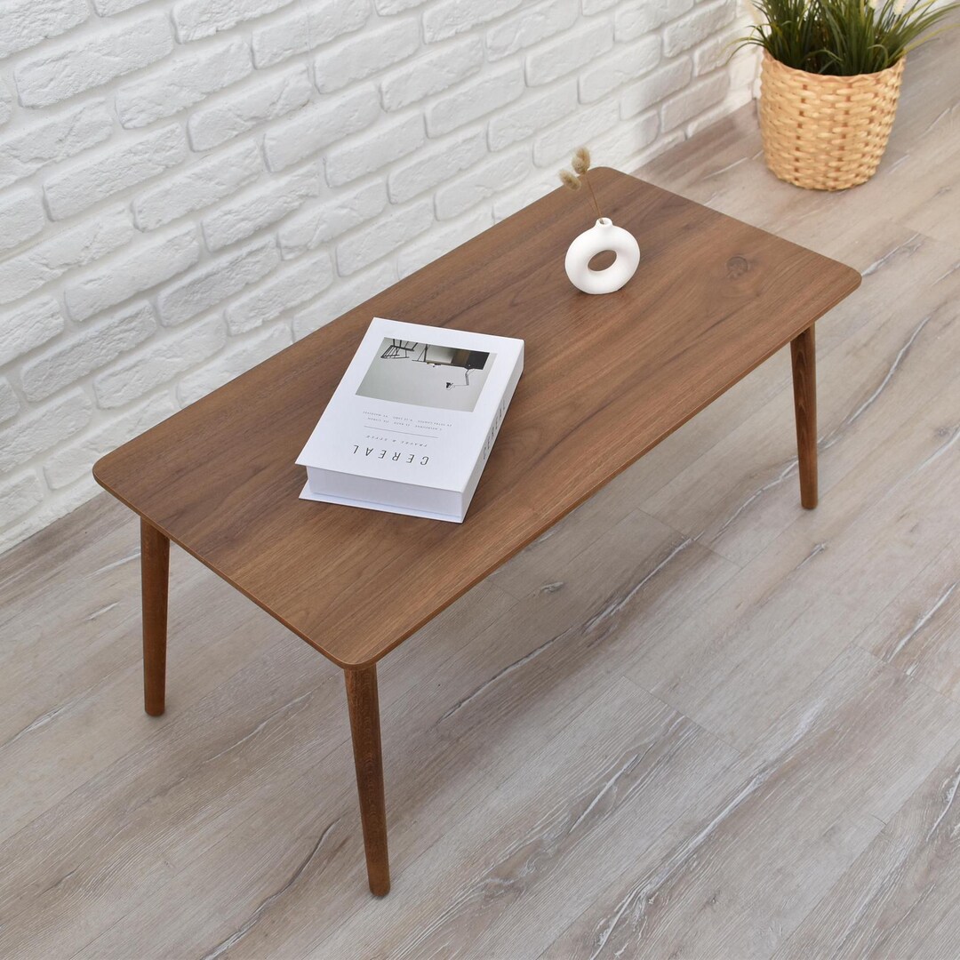 Wooden Rectangle Coffee Table, Rustic Coffee Table, Scandinavian Style ...