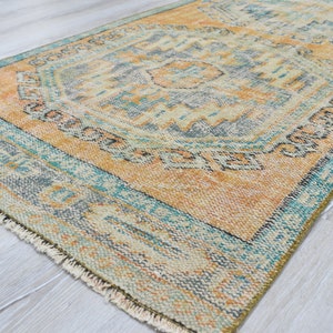 Slim Runner Rug, Vintage Rug, Narrow Rug, Oushak Runner Rug, Turkish ...