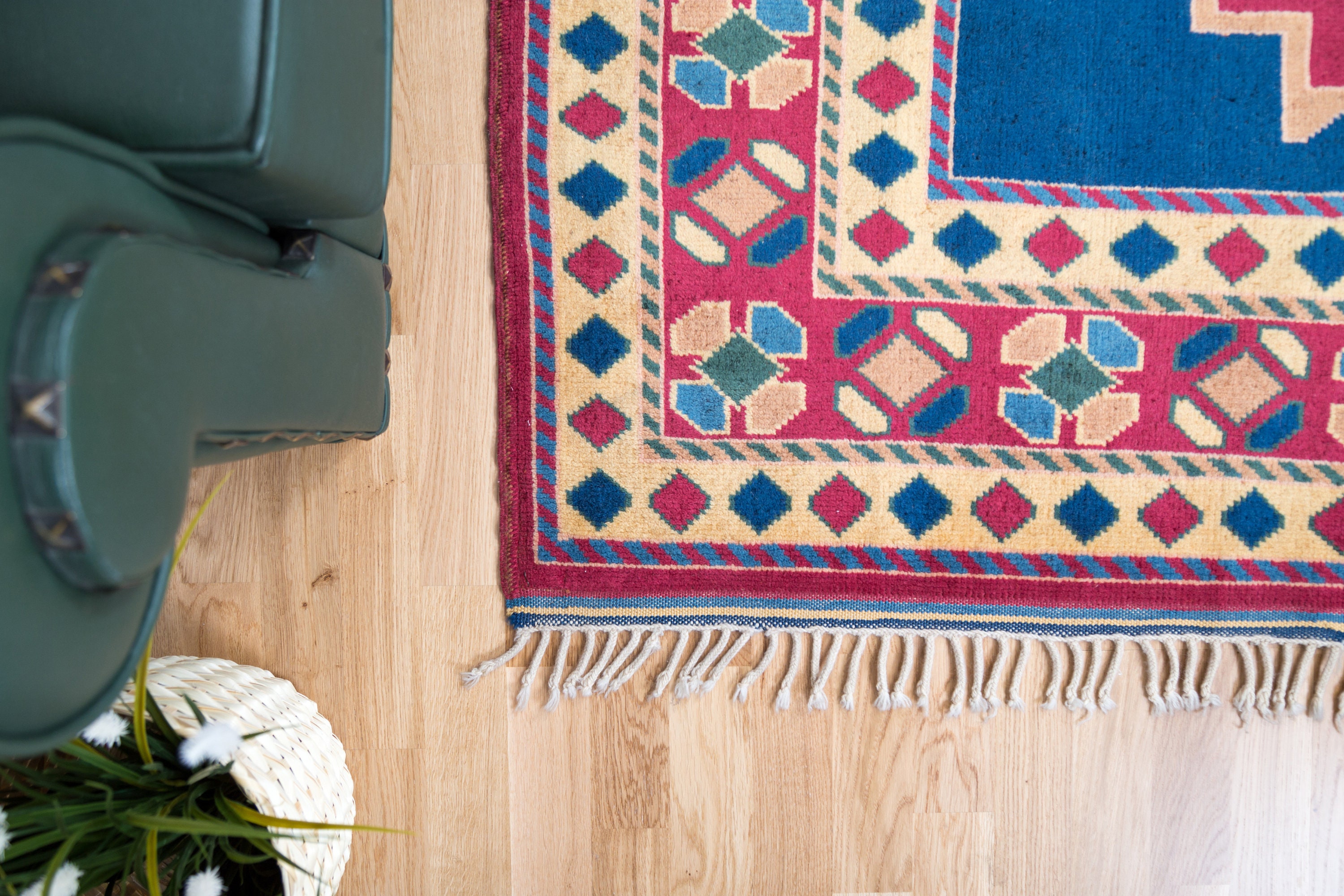 Bohemian Area Rug 4.9 x 6.2 ft Vintage Rug Natural Wool | Etsy