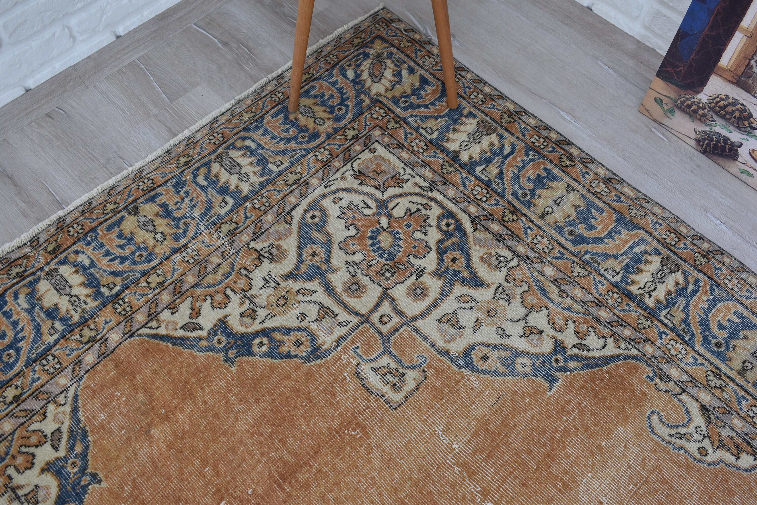 Orange and Blue Oushak Rug 6.3 x 11.1 ft Rug Handmade Rug | Etsy