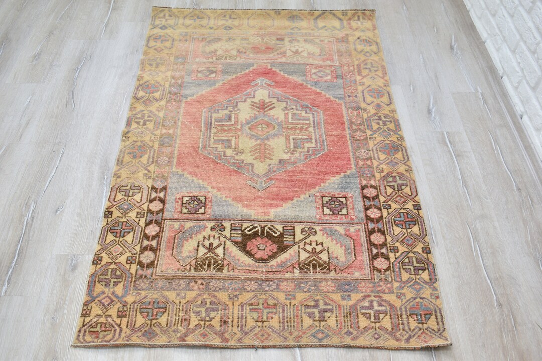 Handmade Rug, 3x5 Rug, Turkish Rug, Faded Rug, Vintage Rug, 3.2x5.1 Ft ...