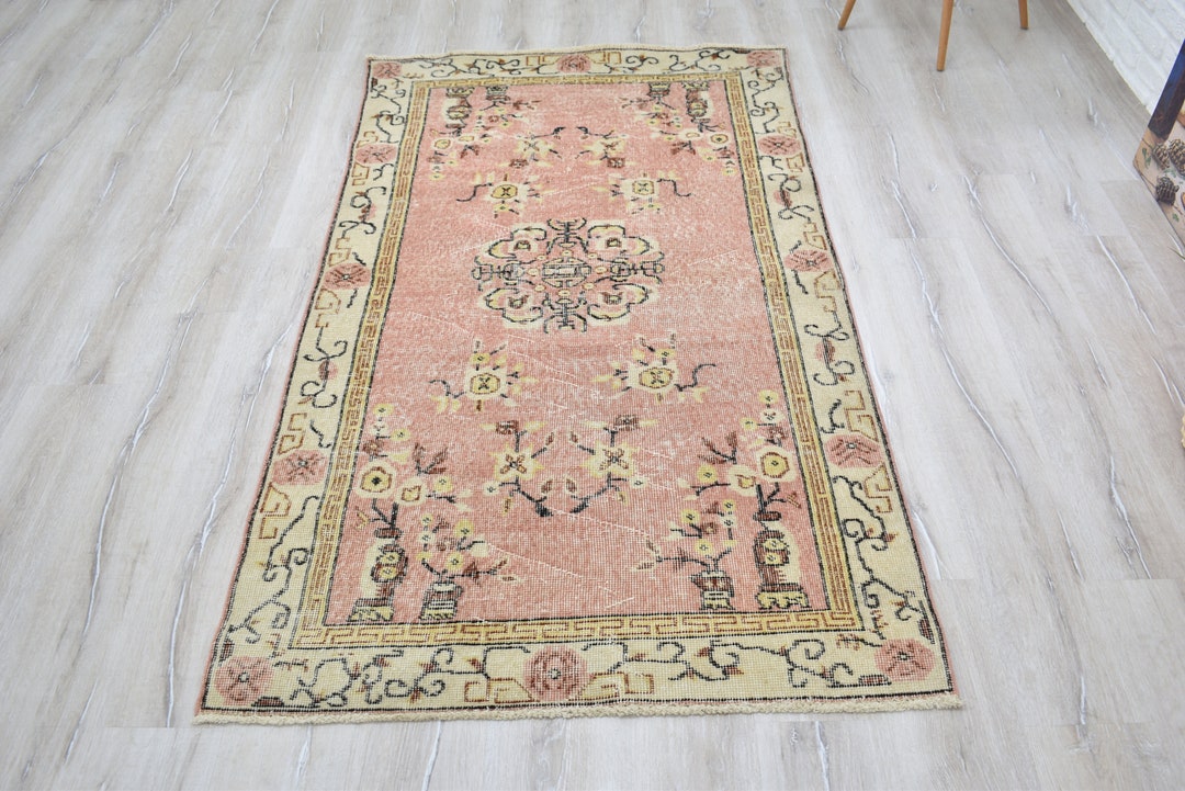 Buy Slim Rug, 4x7 Rug, Area Rug, Vintage Rugs, Pink Rug, Turkish Runner ...