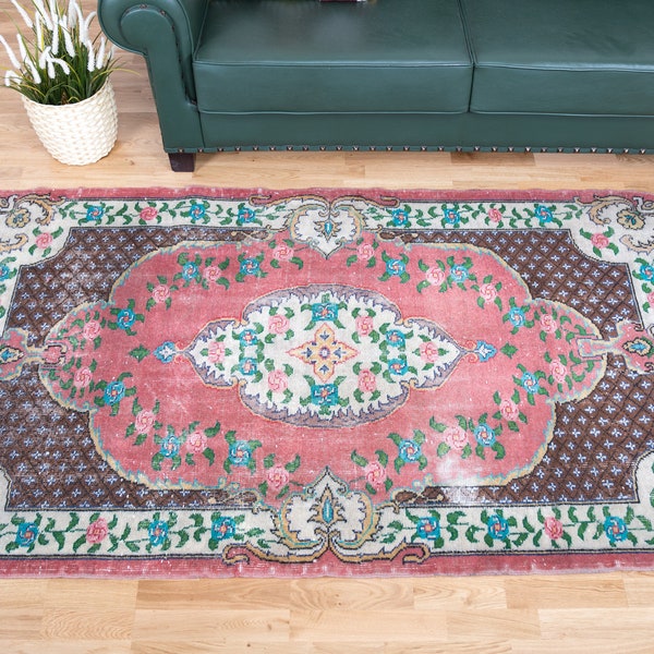 Pink Floral Rug - Etsy