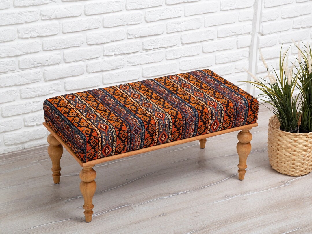 Free Shipping Turkish Ottoman Real Wooden Bench Stool Handmade ...