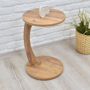 Round Wooden Coffee Table / Modern / Rustic Coffee Table / C Shaped ...