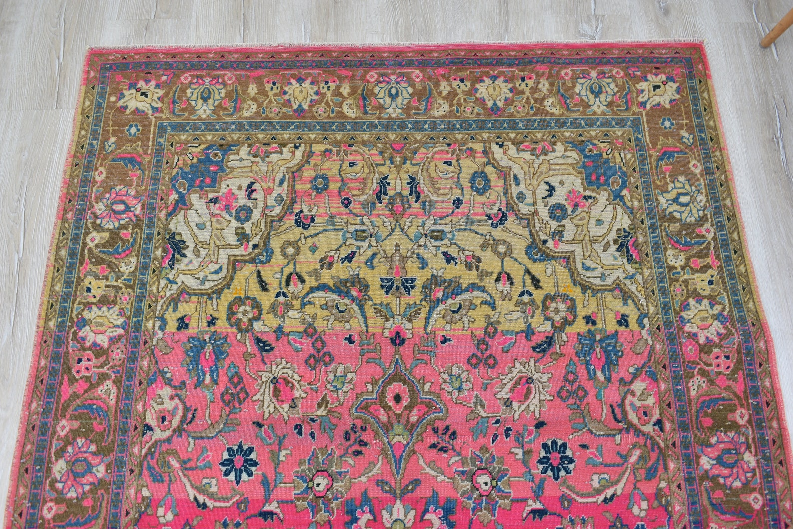 Pink Vintage Rug FREE SHIPPING Handmade Rug 4'3 X - Etsy